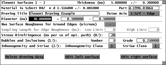 SINGELEM.LEN – ISO 10110 Element Drawing Example